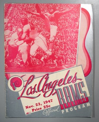 Los Angeles Rams vs Detroit Lions November 23rd 1947 Official Game ...