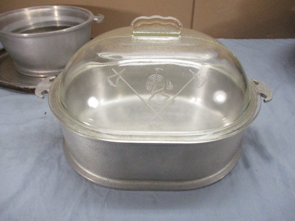 Vtg Guardian Service Ware Aluminum Cookware Lot 15 pc Dishes Platters ...