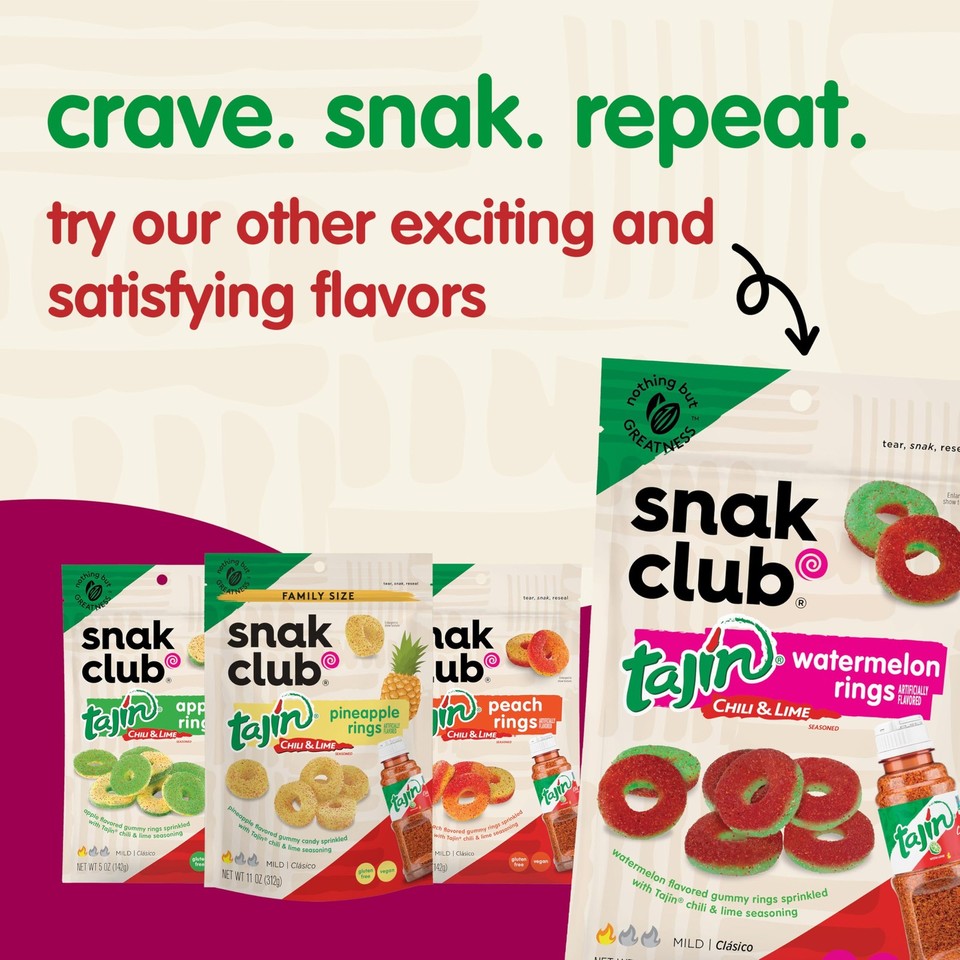 Snak Club Tajin Mango Rings Gummy Candy, Fruit Candy Gummies with Chili ...