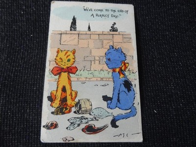 Artist Signed Comic Cats Similar to Louis Wain Greetings Postcard ...