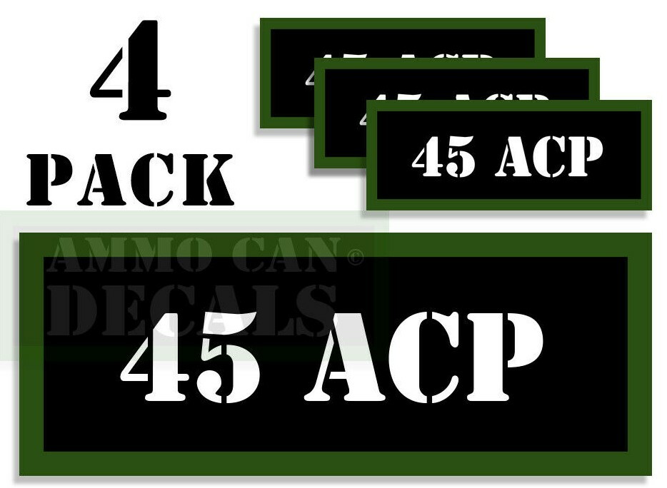 45 ACP Ammo Can LABELS STICKERS DECALS for Ammunition Cases 3"x1.15 ...