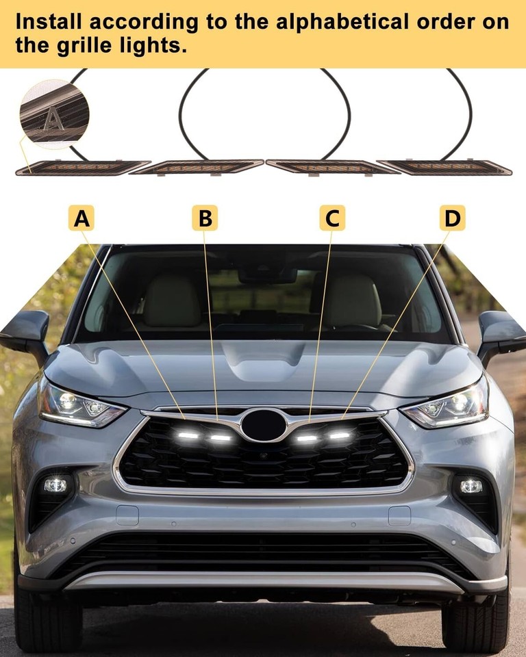 LED Grill Lights for 2020-2024 Toyota Highlander Accessories Grille ...