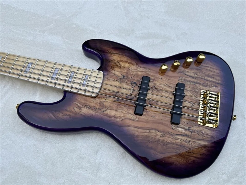 5Strings Electric Bass Guitar Maple Fretboard Spalted Maple Veneer ...