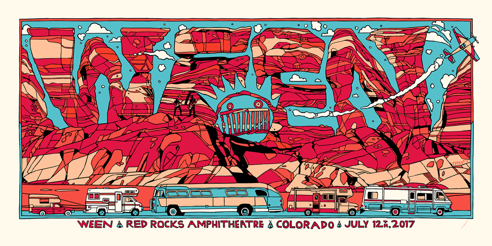 Ween Red Rocks Colorado July 12th 2017 1st Edition Poster Tyler Stout Mega Rare! | eBay
