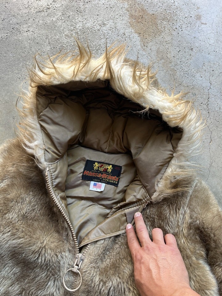 Vtg Hansa-Branta by Stearns Goose Down Winter Fur Coat Sz M Brown ...
