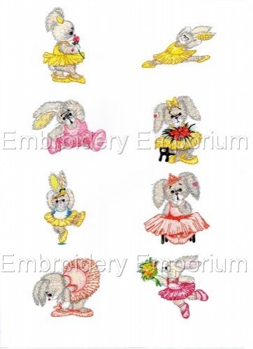 MACHINE EMBROIDERY DESIGNS USB - BALLERINA BUNNIES COLLECTION 4X4 ...