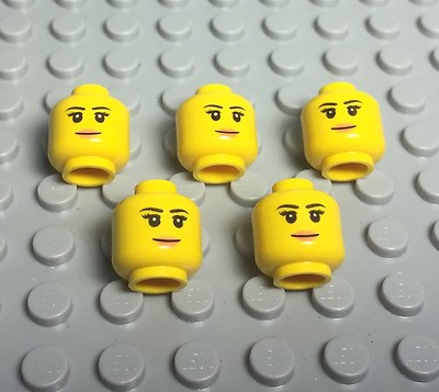 Lego 5 City Female Head With Eyebrows,eyelashes,Peach Lips Smile Face ...