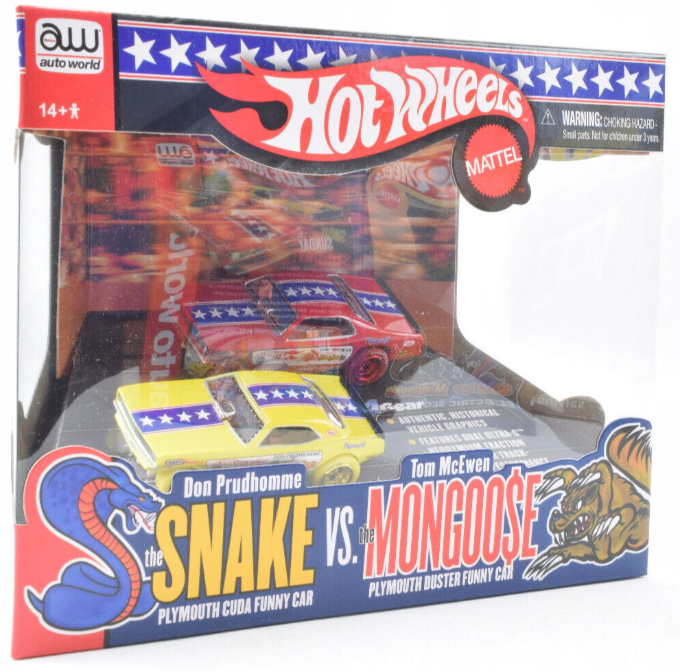 Auto World 4Gear Hot Wheels Snake vs Mongoose iWheels 2-Pack HO Slot ...