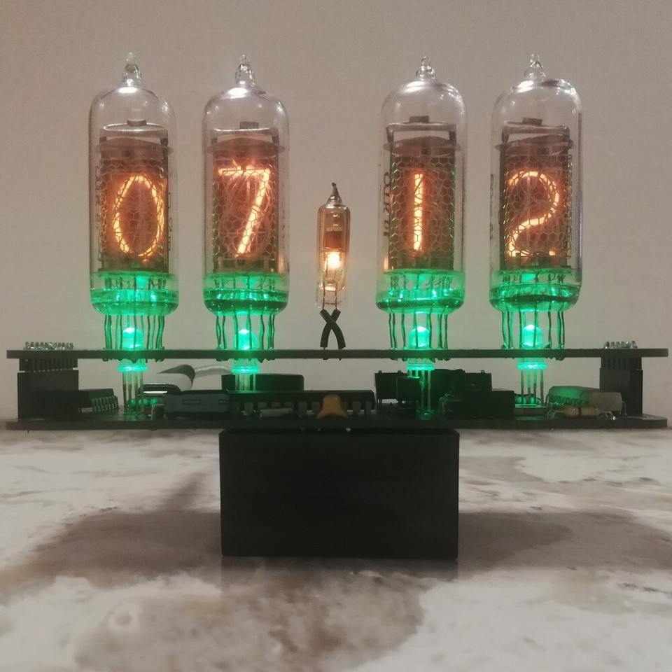 DIY KIT With Tubes Nixie Clock IN-14+IN3 RGB Backlight Alarm *PCB ...