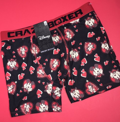 CRAZY BOXER MICKEY & MINNIE MOUSE MENS BOXER BRIEF Disney HEARTS ️ ...