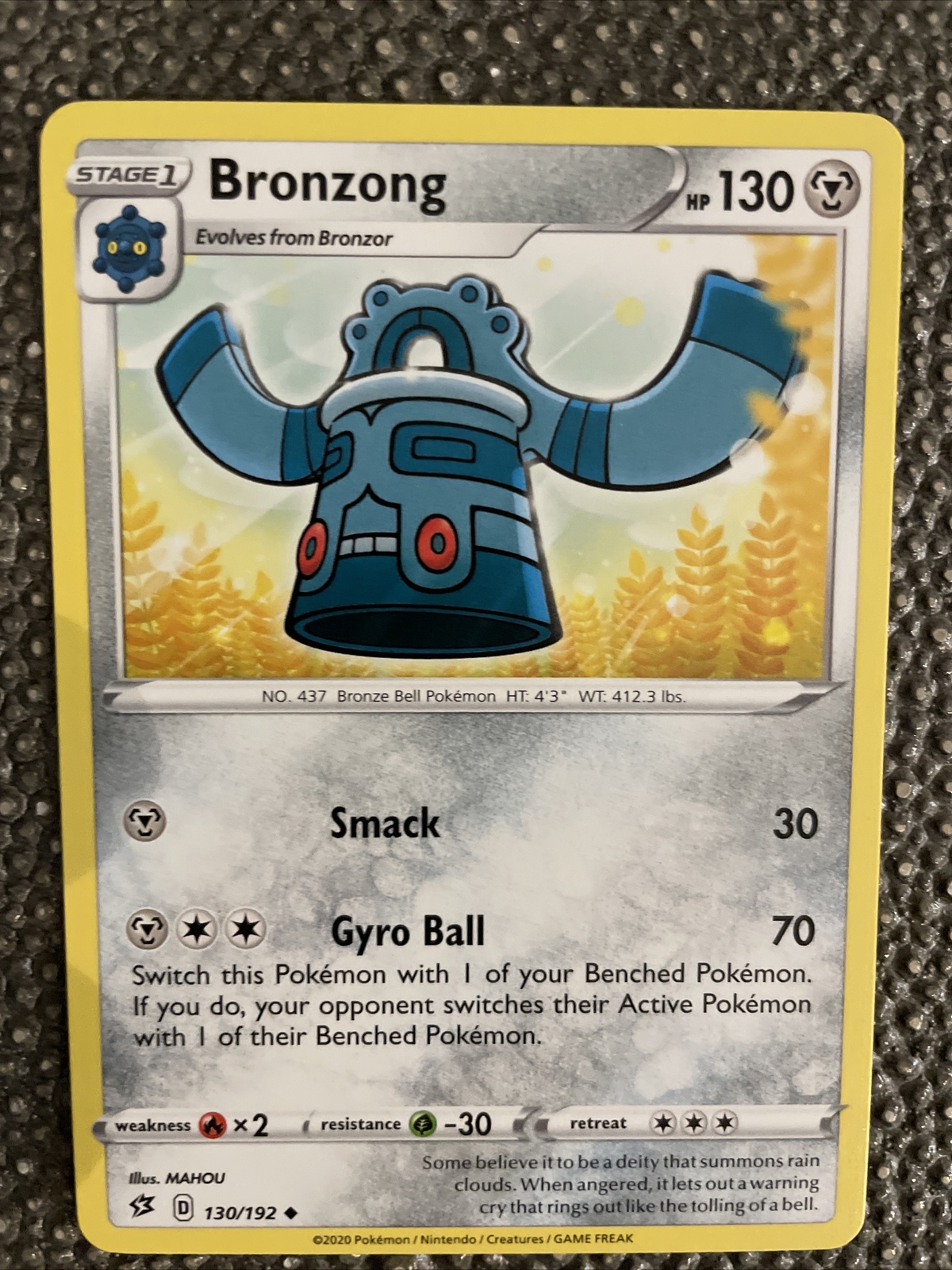 2020 Pokemon Card NM Bronzong 130/192 Stage 1 Metal Type 2020 Uncommon ...