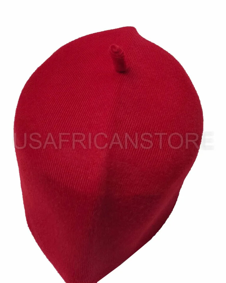 Red Cap, Igbo Men Traditional Cap, African Red Chieftaincy Hat 'Okpu ...