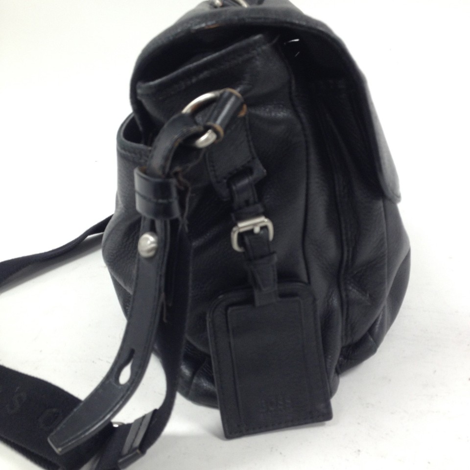Hugo Boss Black Leather Messenger Bag Shoulder Satchel Work Bag Pre ...