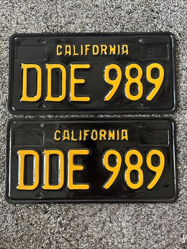 VINTAGE 1963 CALIFORNIA CALIF CA LICENSE PLATE MATCHED PAIR YOM HOT ROD ...