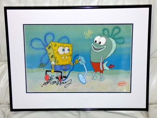 SPONGEBOB SQUAREPANTS WALKING SMALL FRAMED ORIG PRODUCTION CEL SIGNED ...