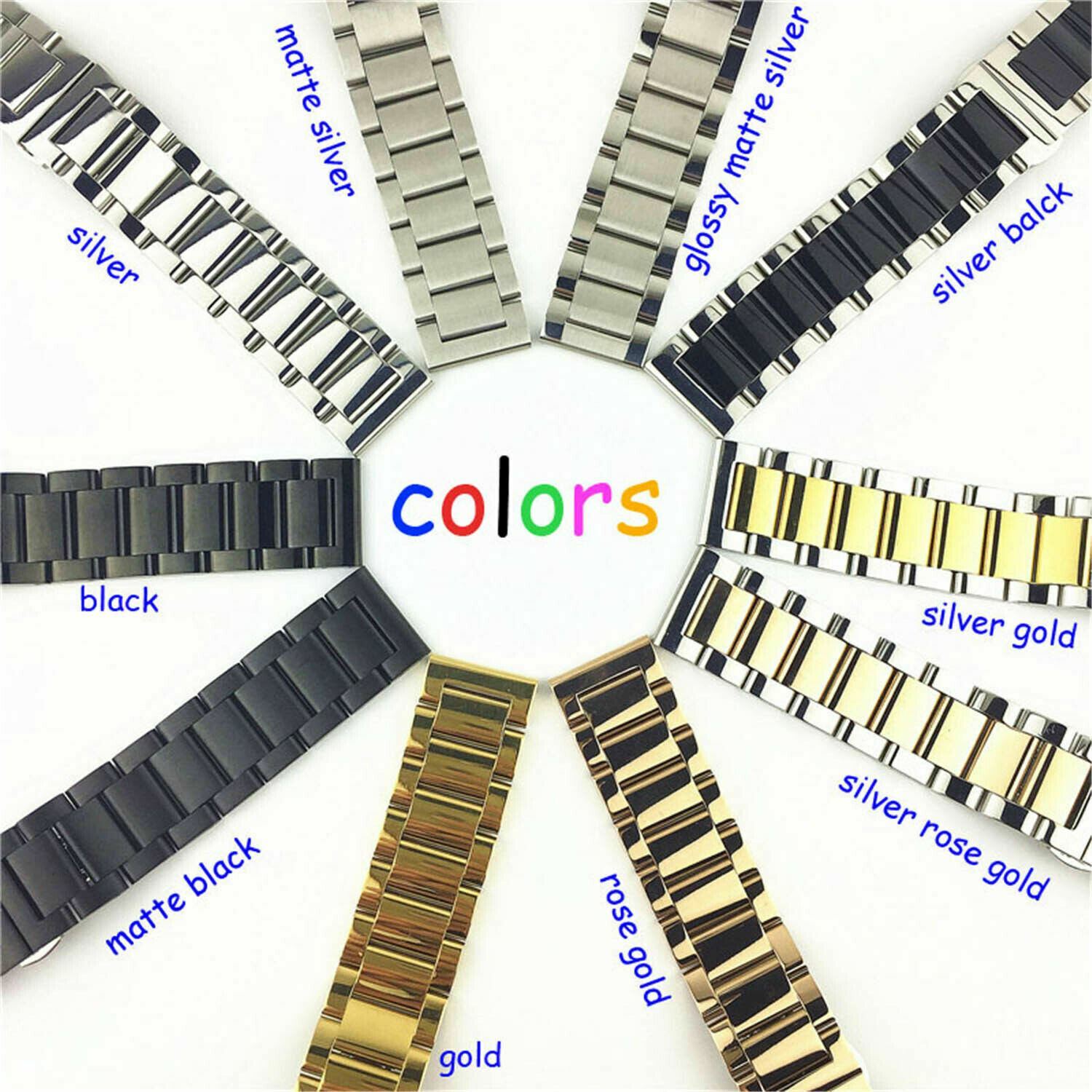 16 18 20 21 22mm 23 24 26mm Glossy Matte Stainless Steel Watch Band ...