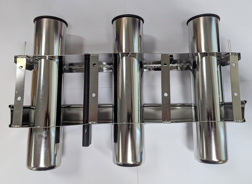 Rod Rack, Triple Stainless Steel Rod Holder with Storage Space ...