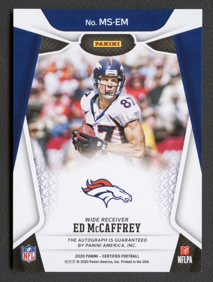 ED McCAFFREY 2020 CERTIFIED MIRROR BLUE DENVER BRONCOS AUTO AUTOGRAPH ...
