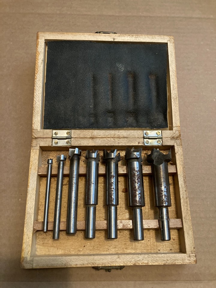 Forstner P3629 7 Piece Hole Drill Bit Set In Wooden Case #p3629 Size 1/ ...