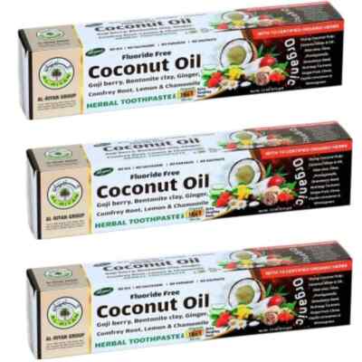 3 Pack ~ Al-Riyan, 10 in 1 Coconut Oil Flouride-Free Herbal Toothpaste ...