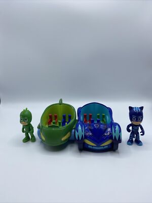 PJ Just Play Frog Box eOne Catboy Vehicle Toy Figure And Green Guy And ...
