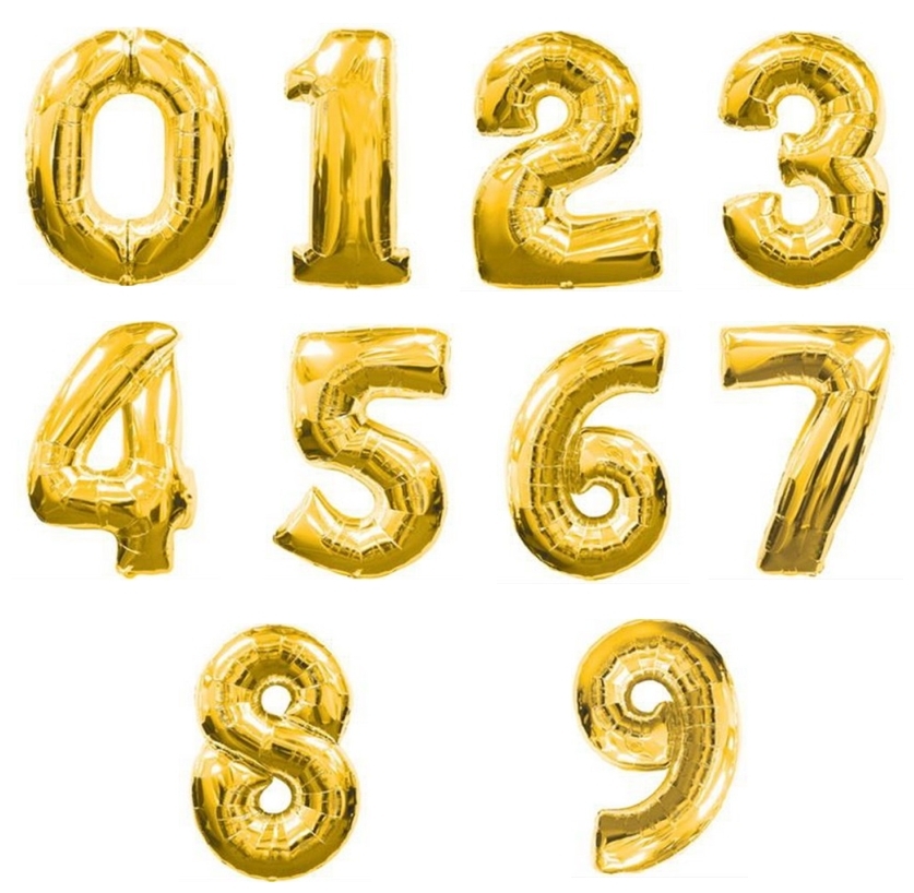 Gold Numbers Letters Balloons for Party Celebration Birthday Decoration ...
