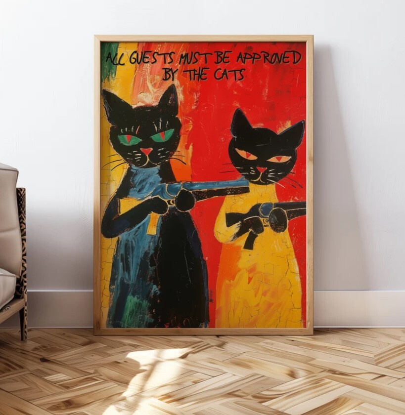 Funny Cat Print Wall Art Cat Owner Gift For Cat Lovers Welcome Poster ...