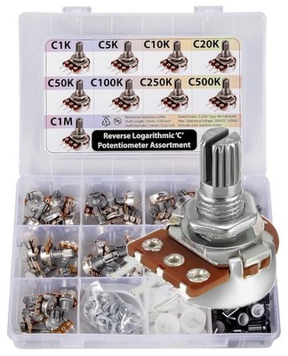 45 PCS Potentiometer Assortment Kit Reverse Log C Taper C1K to C1M ...