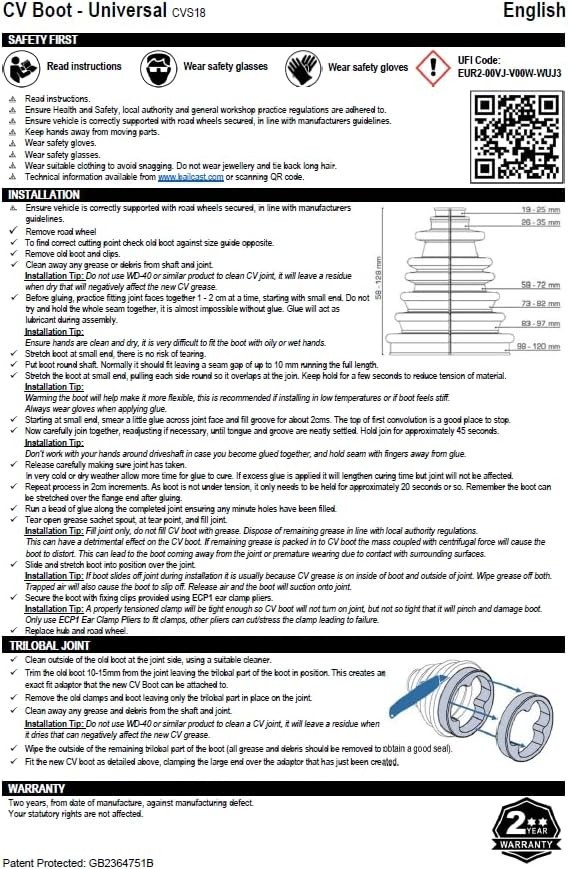 Universal CV Boot Kit Split Constant Velocity Joint Gaiter Stretchable ...