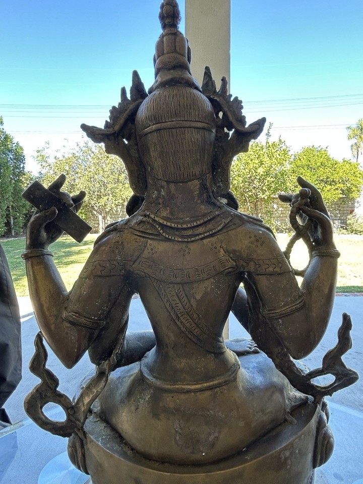 Large 17” Brass Avalokiteshvara Buddha Statue Multi-Armed Tibetan Art ...