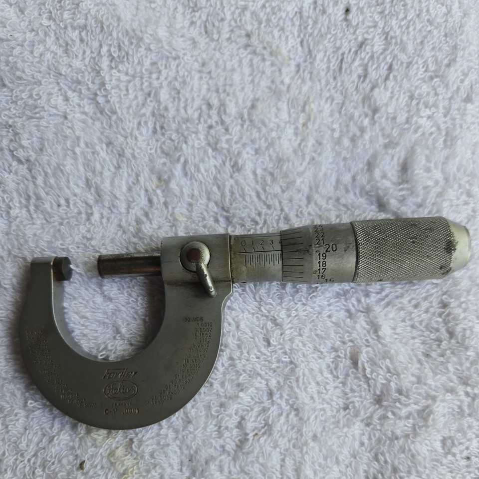 Fowler Helios Outside Micrometer 0-1" Range .0001" Grads Carbide ...