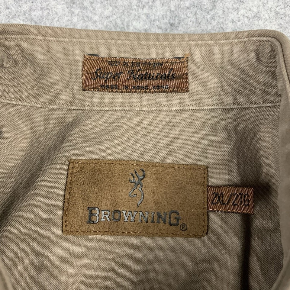 Browning Mens Size 2XL Brown Super Naturals Cotton Snap Buttons Long ...