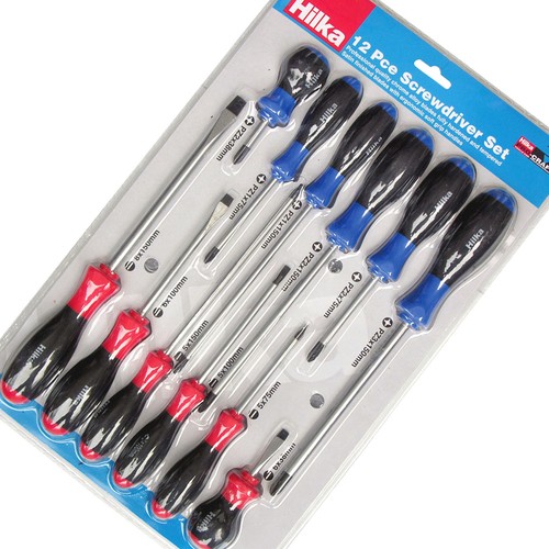 Hilka Screwdriver Set. Pozi & Slotted Screwdrivers 12pc 6 Slotted 6 ...