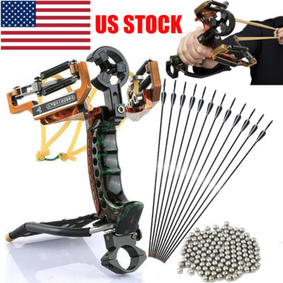 Hunting Slingshot Bowfishing Catapult Slingbow Arrows Steel Ball ...