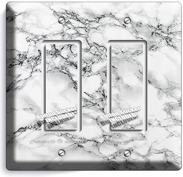 WHITE ITALIAN MARBLE STYLE LIGHT SWITCH OUTLET PLATE ROOM KITCHEN ...