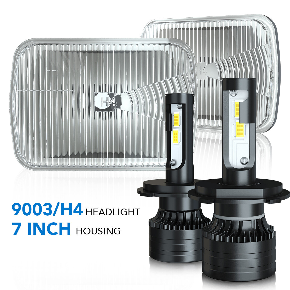 For 1980-1982 Subaru GLF 7" Square Sealed Beam Glass HEADLIGHTs H4 ...