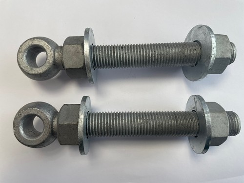 2Pc 150mm x 22mm HEAVY DUTY ADJUSTABLE GATE EYES & NUTS Field Hanger ...