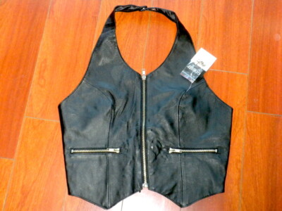 Women's Genuine Leather Halter Top Motorcycle Biker Attire | eBay