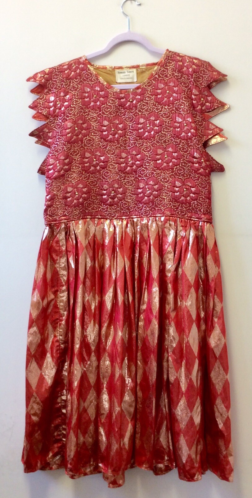 Howard Tangye Couture Red And Gold Silk Lame Dress UK… - Gem
