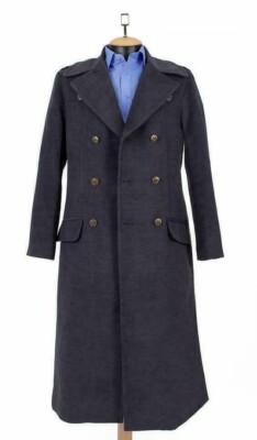 Captain Jack Darkness Grey Woolen Fabric Trench Pea Coat long Coat ...