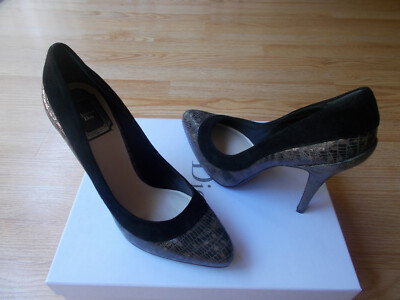 $610 Christian Dior Duo Shoes Pumps Platform Snakeskin Suede sz 39 US 8 ...