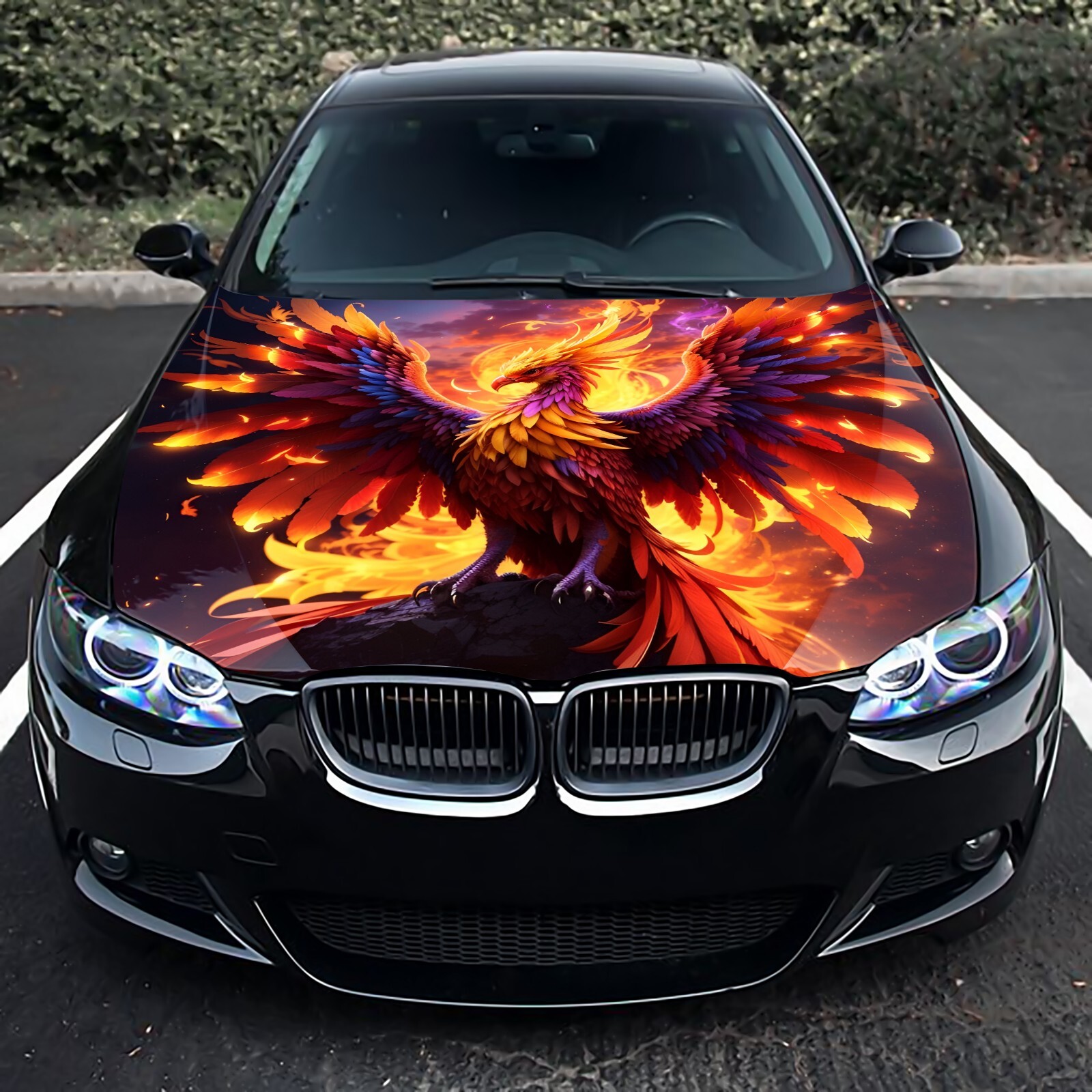 Phoenix Rising Car Hood Wrap Decal Vinyl Sticker Full Color Graphic Fit ...