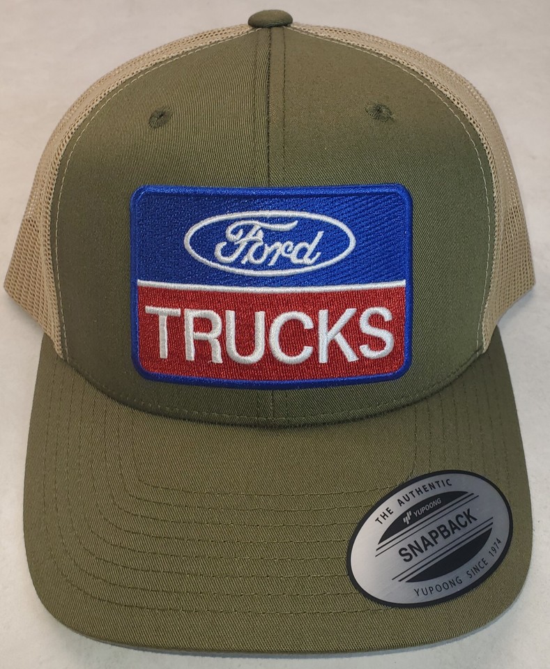 FORD TRUCKS Patch on Yupoong 6606 Classics Trucker Hat Snapback Moss Green/Khaki | eBay