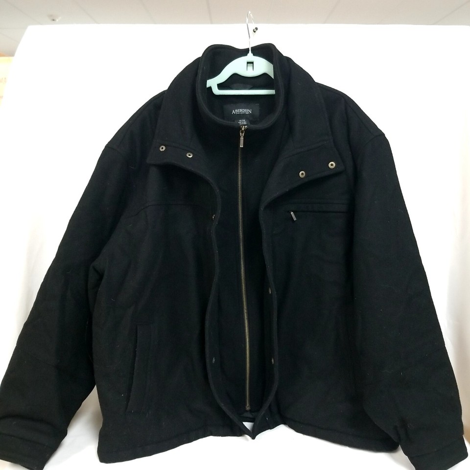 Aberdeen Black Wool Blend Lined Coat Men's Sz XXL | eBay