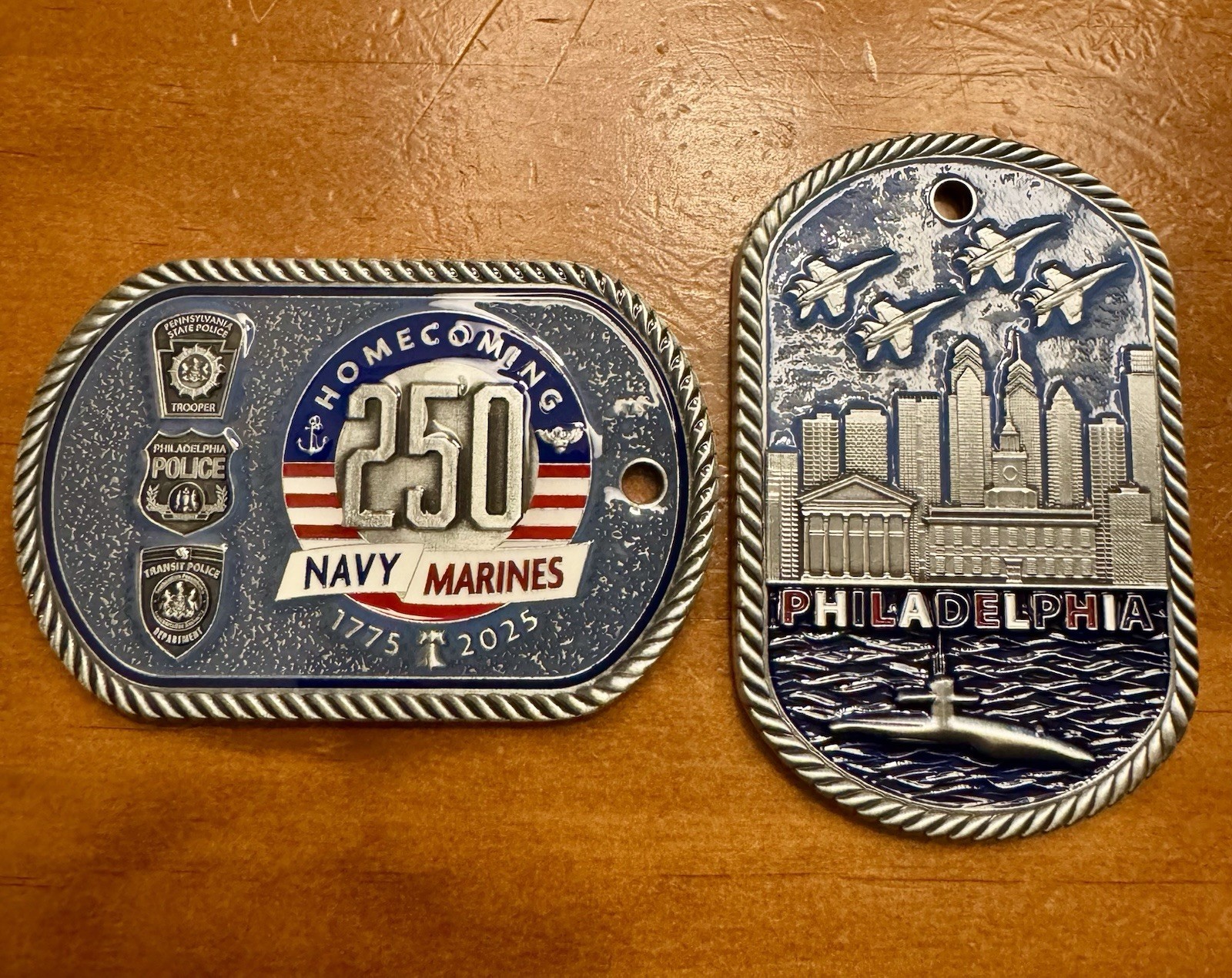 Navy/Marines Homecoming 250 Years Police Challenge Coin Septa Philly ...