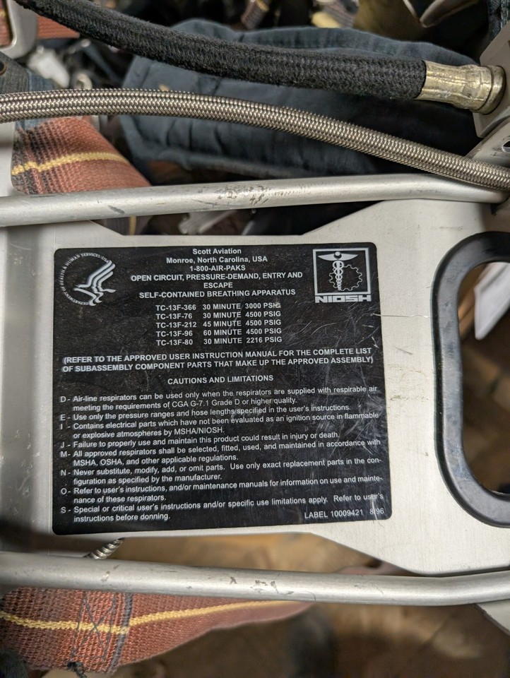 Scott 2.2 SCBA Harness PAK EZ Flo Regulator AIR SUPPLY | eBay