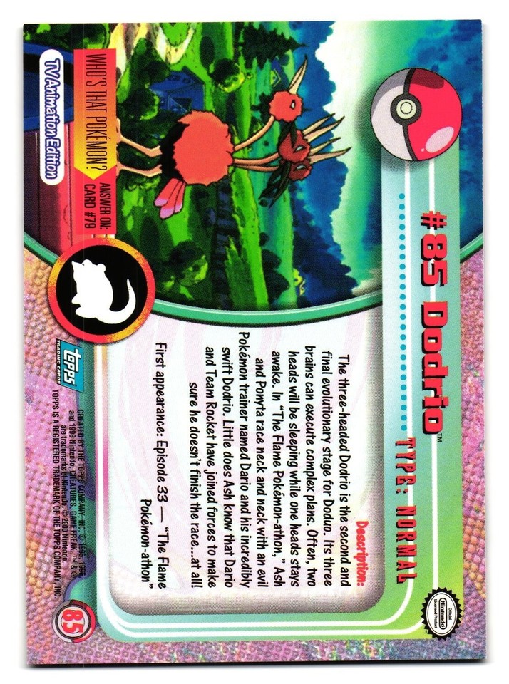 Dodrio #85 Topps Pokemon Series 2 Non-Holo 2000 | eBay