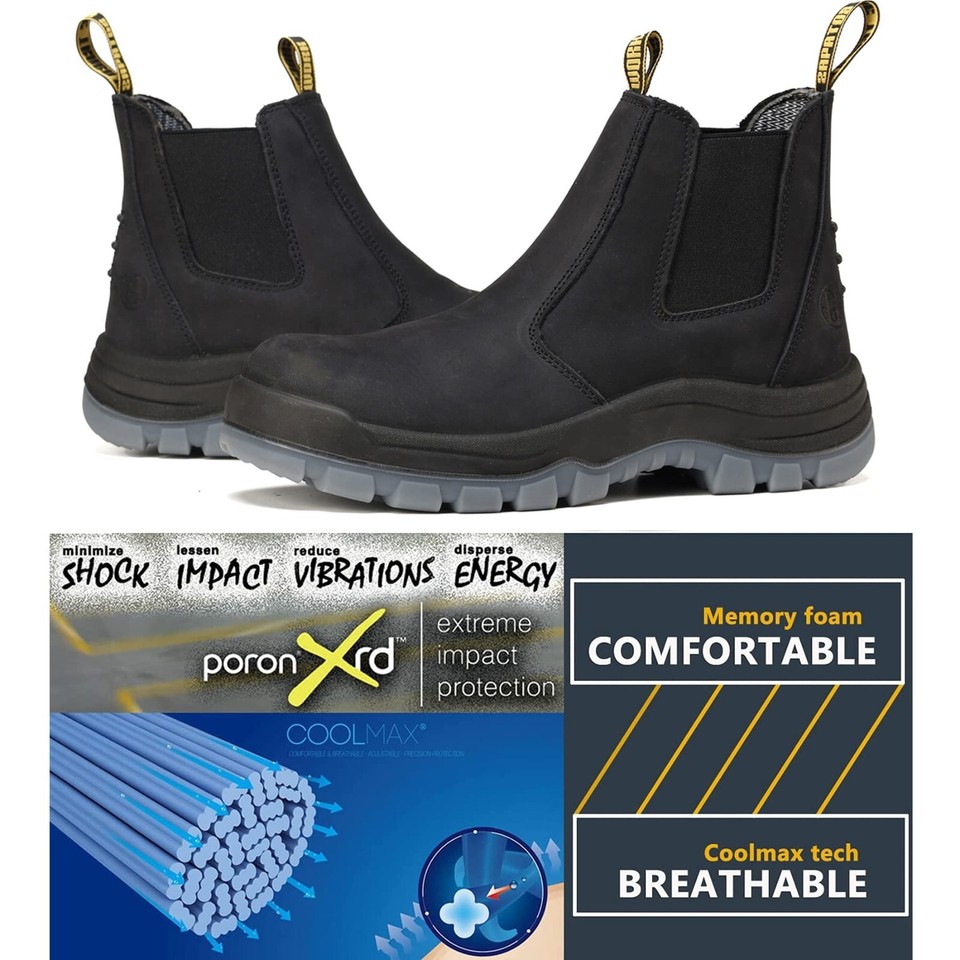 Composite Toe Waterproof, Slip Resistant Anti-Static Slip Mens Work ...