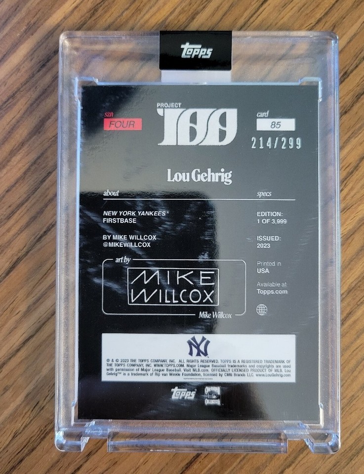 Topps Project 100 LOU GEHRIG by Mike Willcox #85 New York Yankees /299 ...