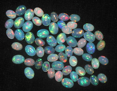 Natural Ethiopian fire opal cabochon oval shape opal white opal loose ...